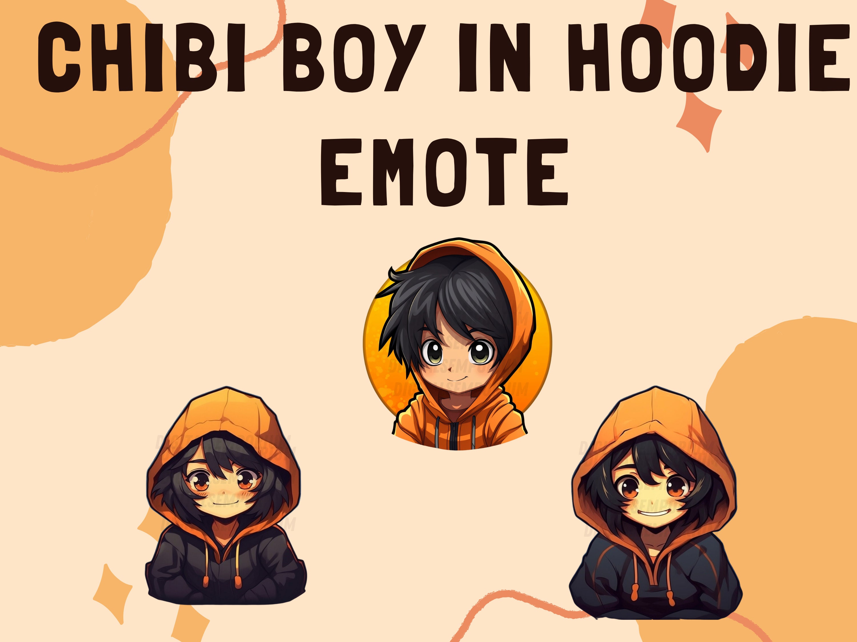 Chibi Boy in Hoodie Emote Collection Twitch & Discord | Channel Points ...