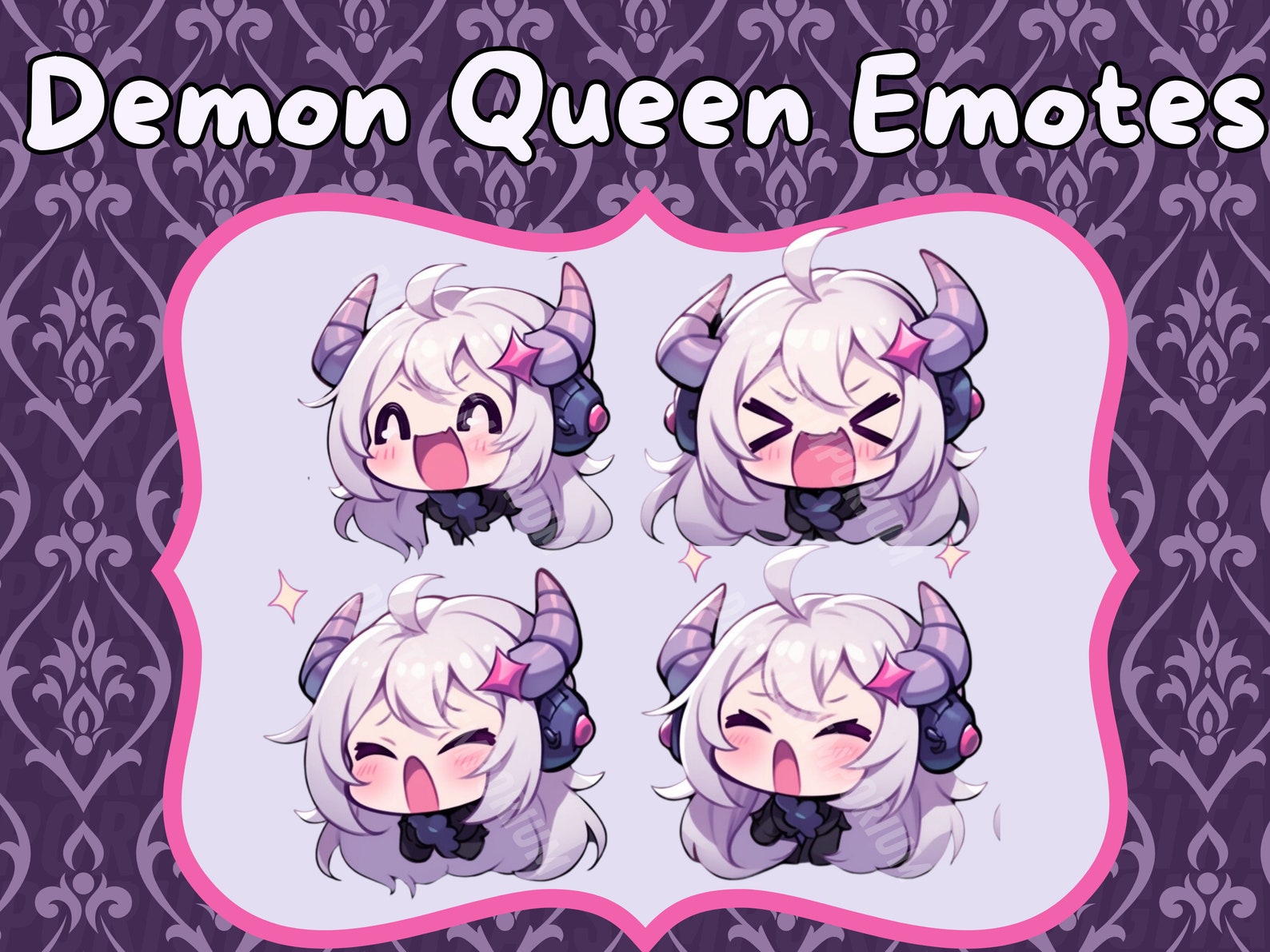 Twitch Demon Queen Emote | Chibi Emotes, Twitch Emote, Discord Emote ...