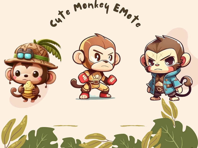 Cute Chibi Monkey Emote Collection Twitch, Discord, Channel Points ...