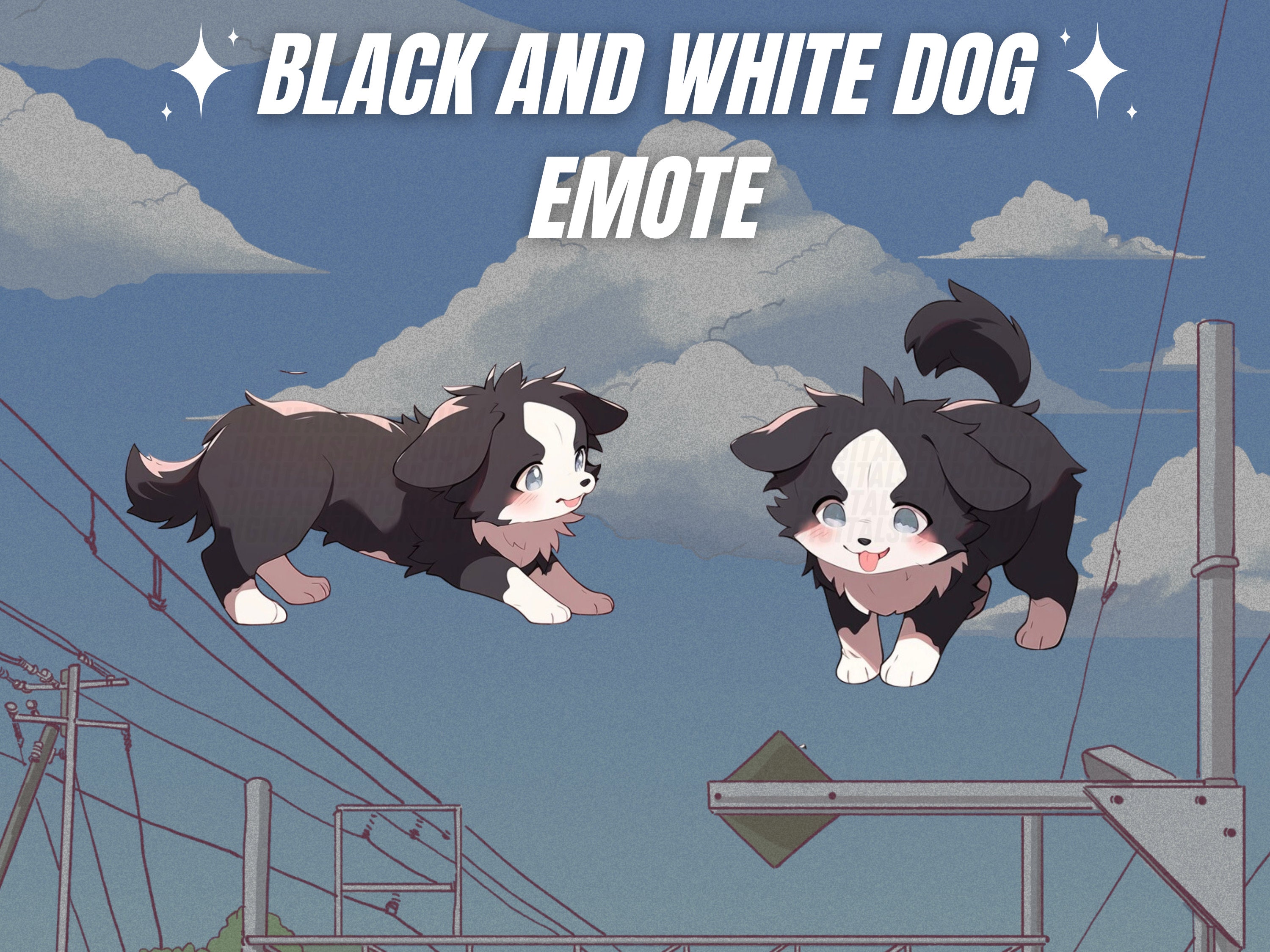 Cute Black and White Dog Emote Collection Twitch & Discord | Channel ...