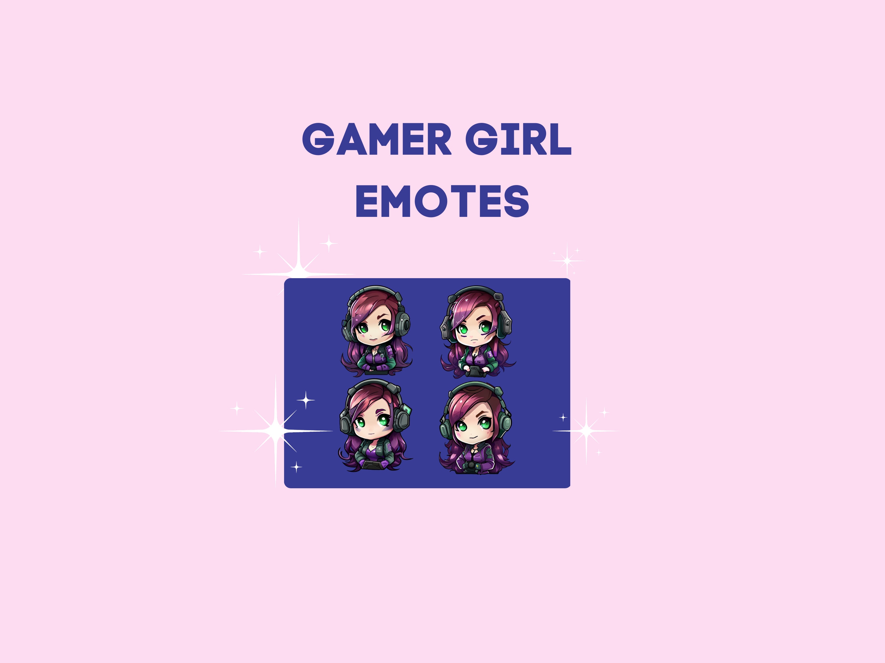 Cute Chibi Kawaii Gamer Girl Twitch Discord Mixer Youtube Emotes/kawai ...