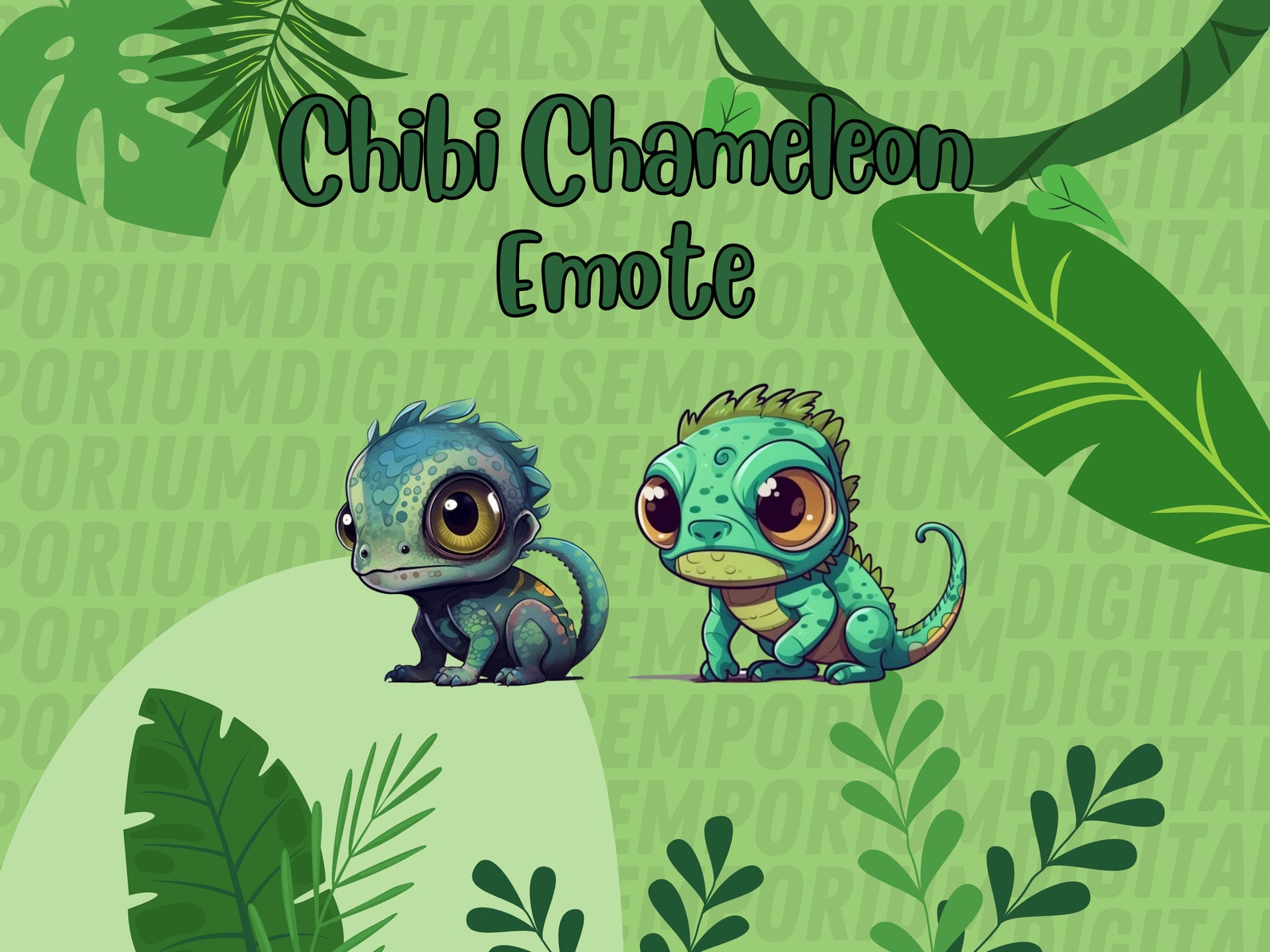 Chibi Chameleon Cute Emote, Cute Animal Emote, Pet Emote, Reptile Emote ...