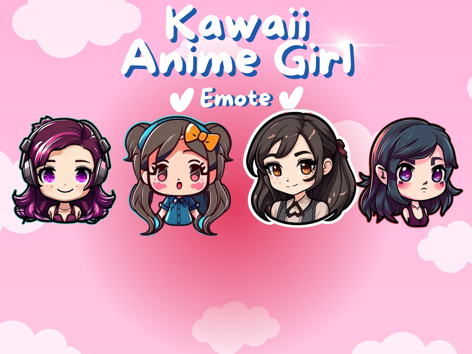 Chibi Kawaii Anime Girl Emote Collection Twitch & Discord | Channel ...