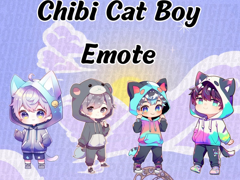 Chibi Cat Boy Emote, Anime Cat Boy Emote, Cat Ears Emote, Kitten Boy ...