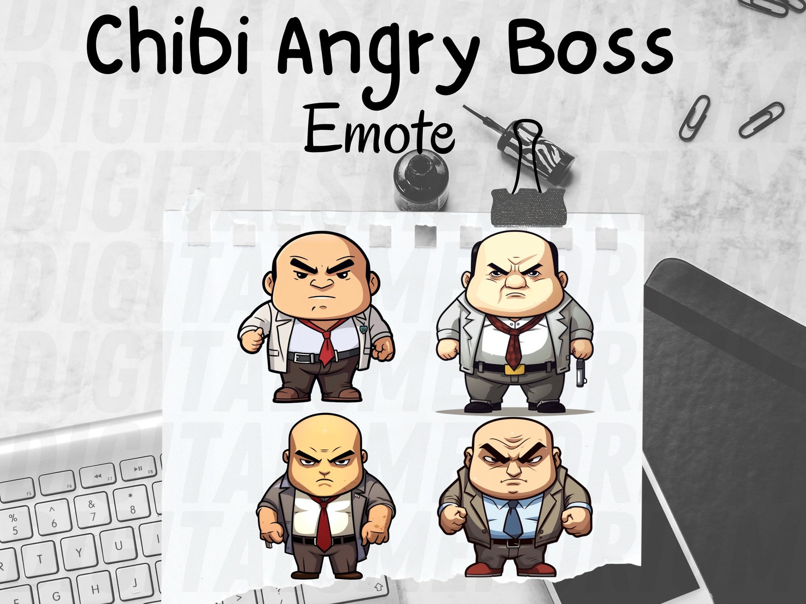 Chibi Angry Boss Emote, Job Emote, Mad Boss Emote, Angry Bald Man Emote ...