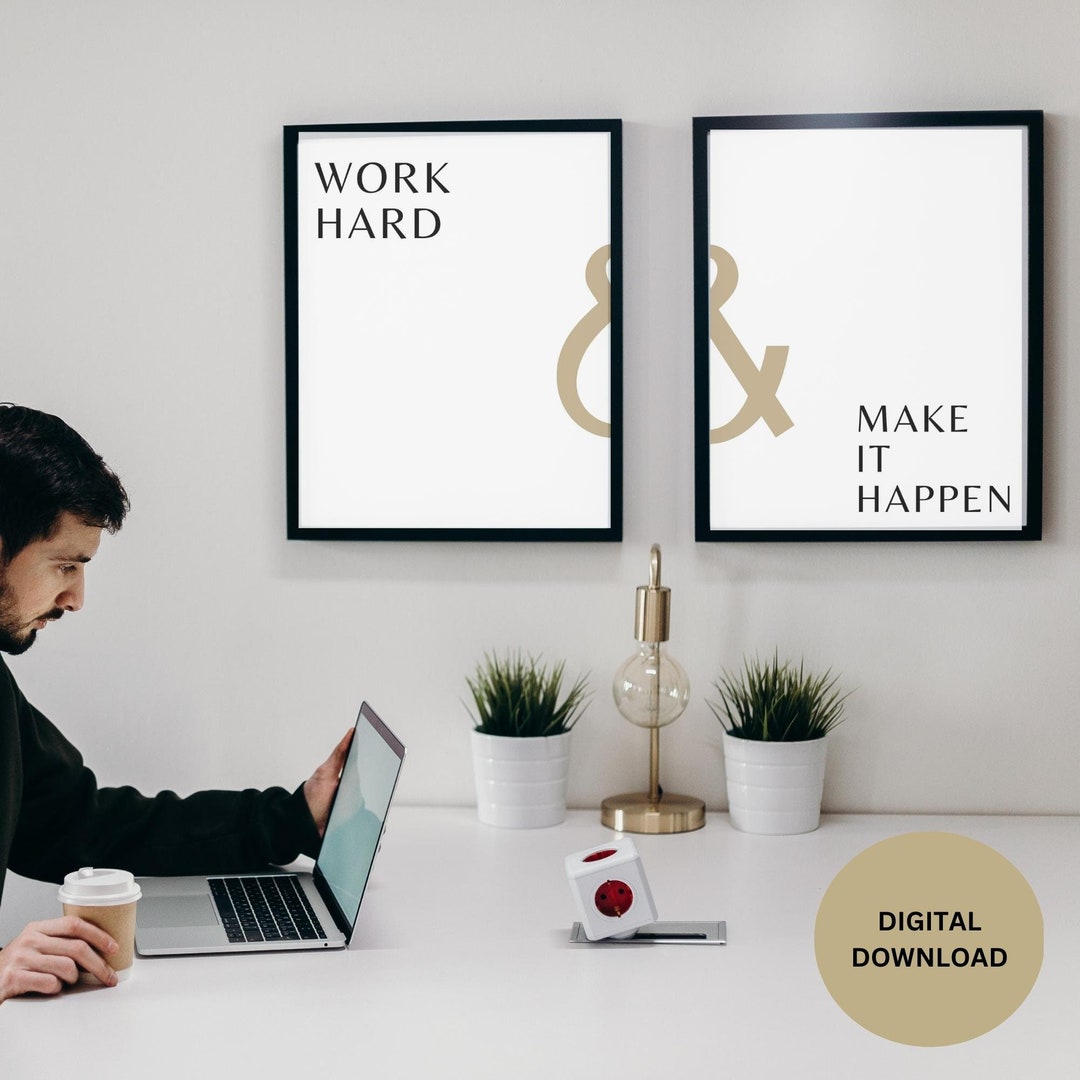 Motivational Work Hard Wall Decor Printable, Work Hard and Make It ...