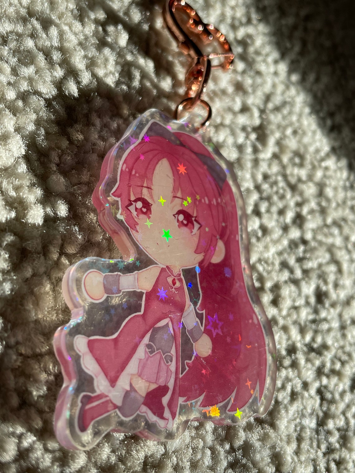 Madoka Magica Kyoko Sakura Glitter Keychains, Valentine's Day Gift - Etsy