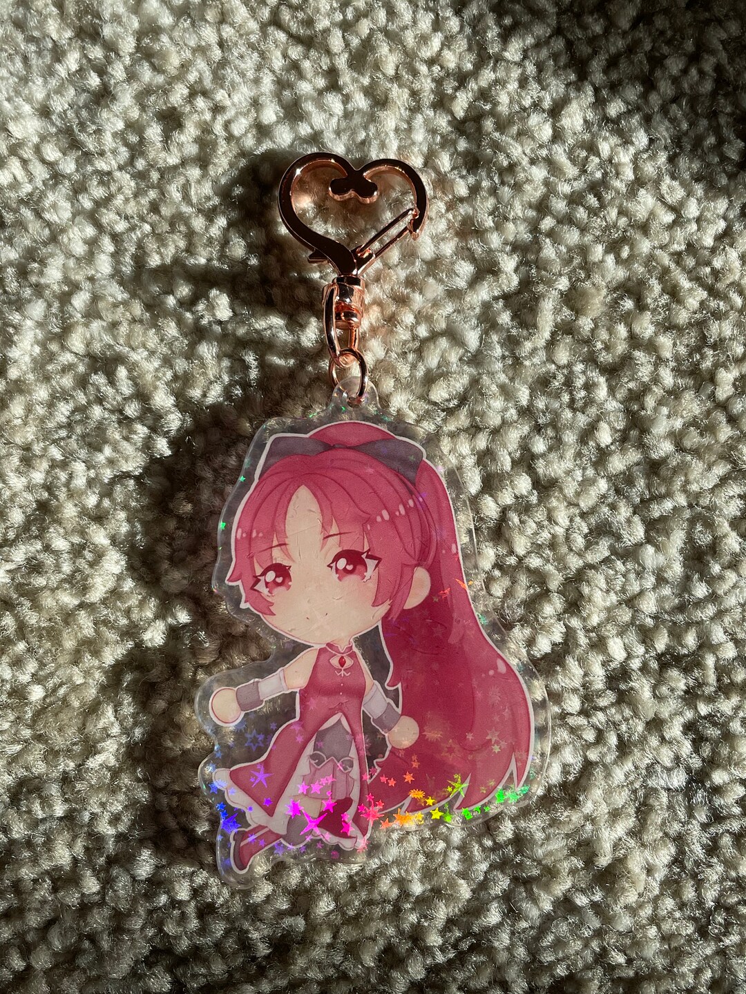 Madoka Magica Kyoko Sakura Glitter Keychains, Valentine's Day Gift - Etsy