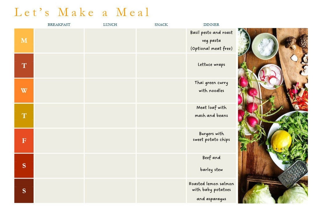 Printable 7-day Meal Plan & Blank Template With Recipes and an - Etsy