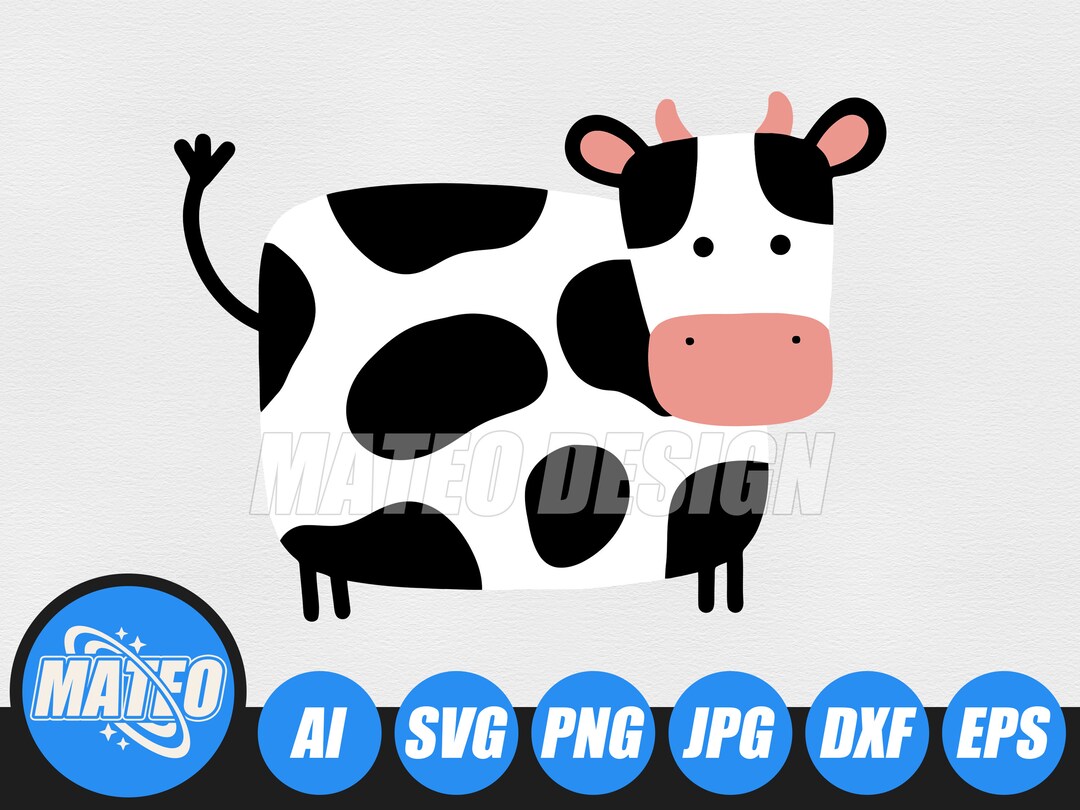Cute Cow, Cartoon Cow, Stick Figure, Kids Animal Illustration, Farm ...