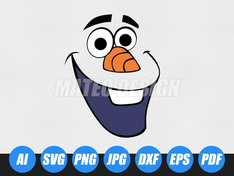 Cricut, Digital Vector Cut File, Olaf Face Svg Layered Item, Clipart ...