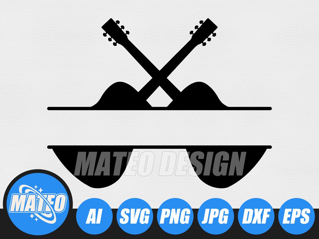 Guitar Split Name Frame SVG Cut Files L Guitar Monogram SVG Files L ...