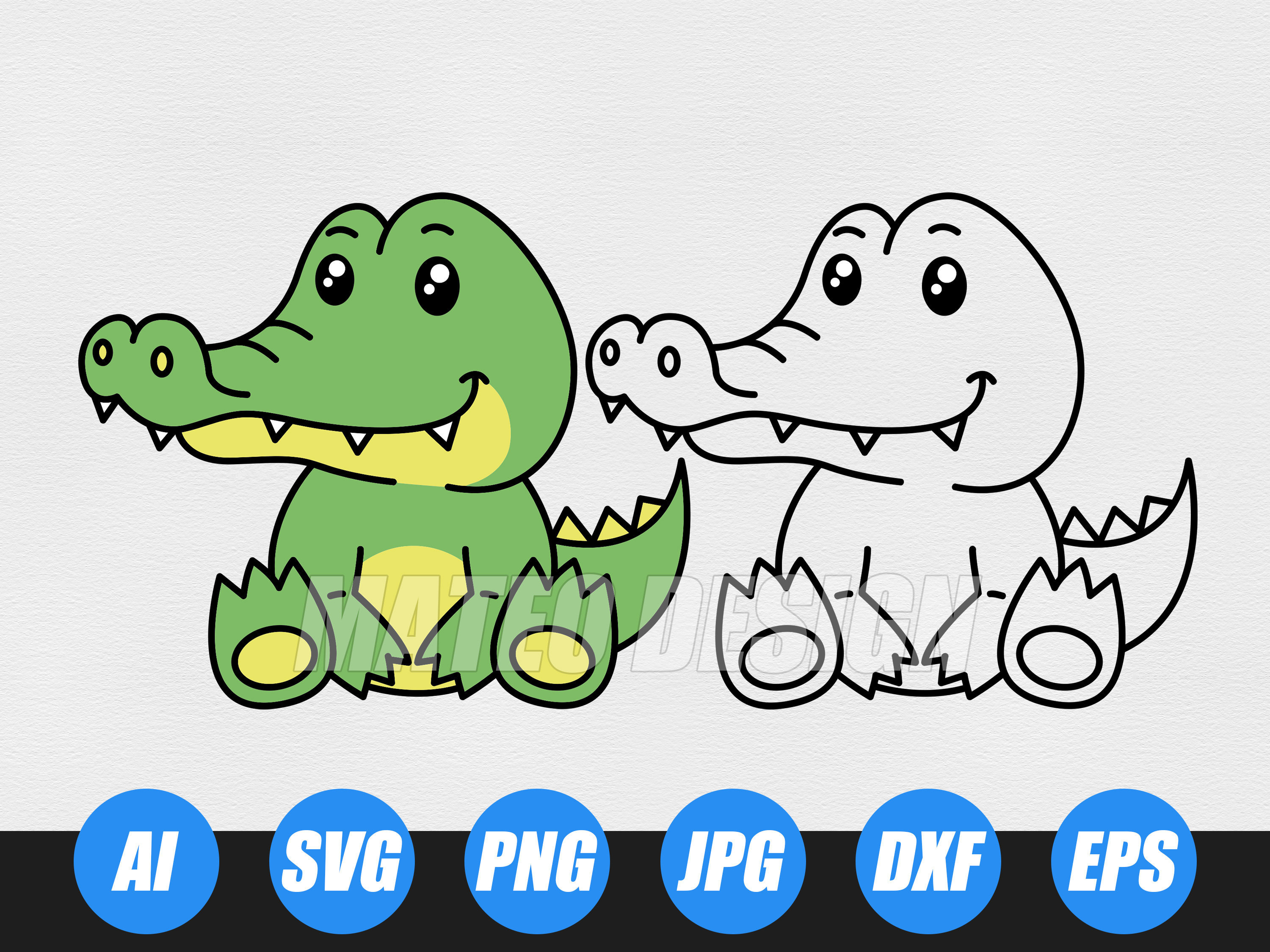 Alligator Svg,cute Sitting Alligator,layered Cut File,cricut Silhouette ...