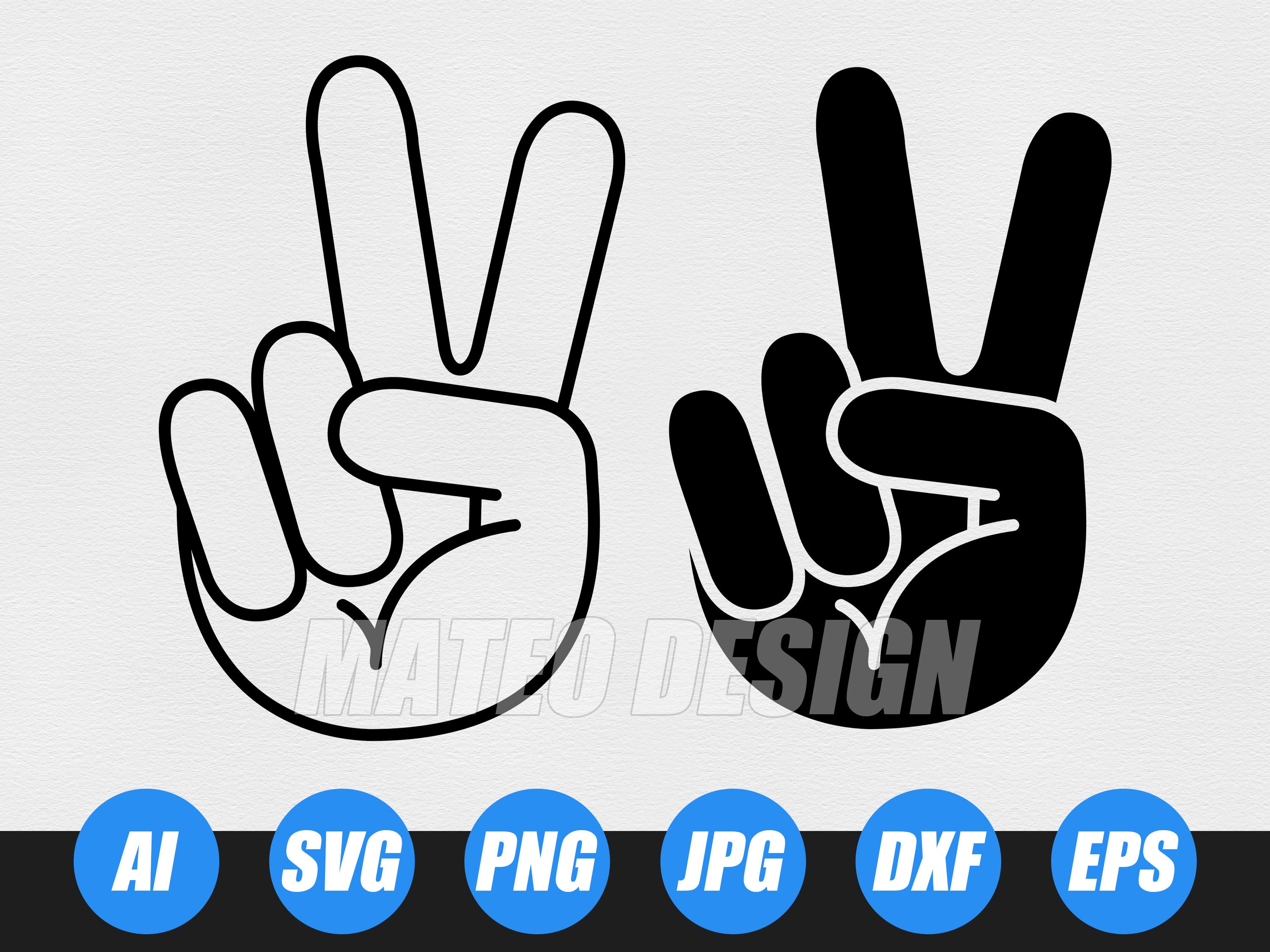 Hand Peace Sign SVG Cut File for Cricut, Silhouette,commercial Use ...