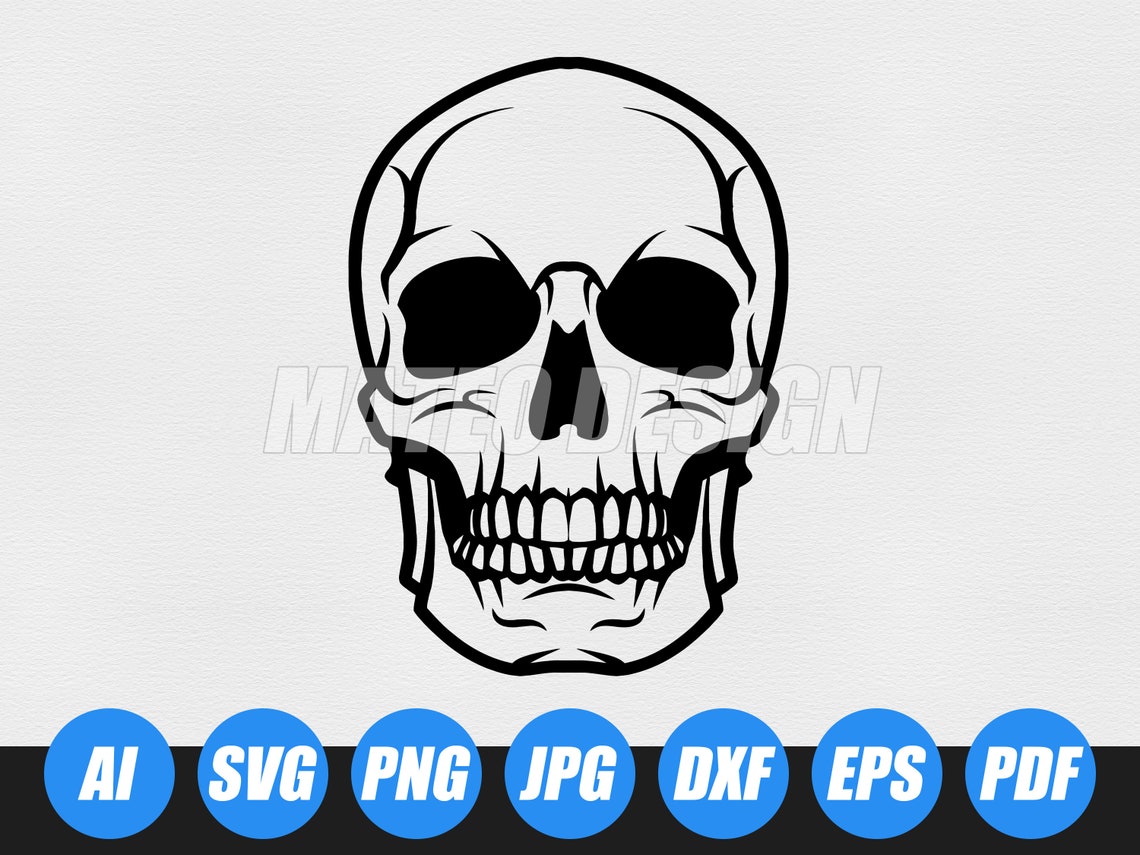 Skull SVG Human Skull Vector Images Silhouette Clip Art for Vinyl ...