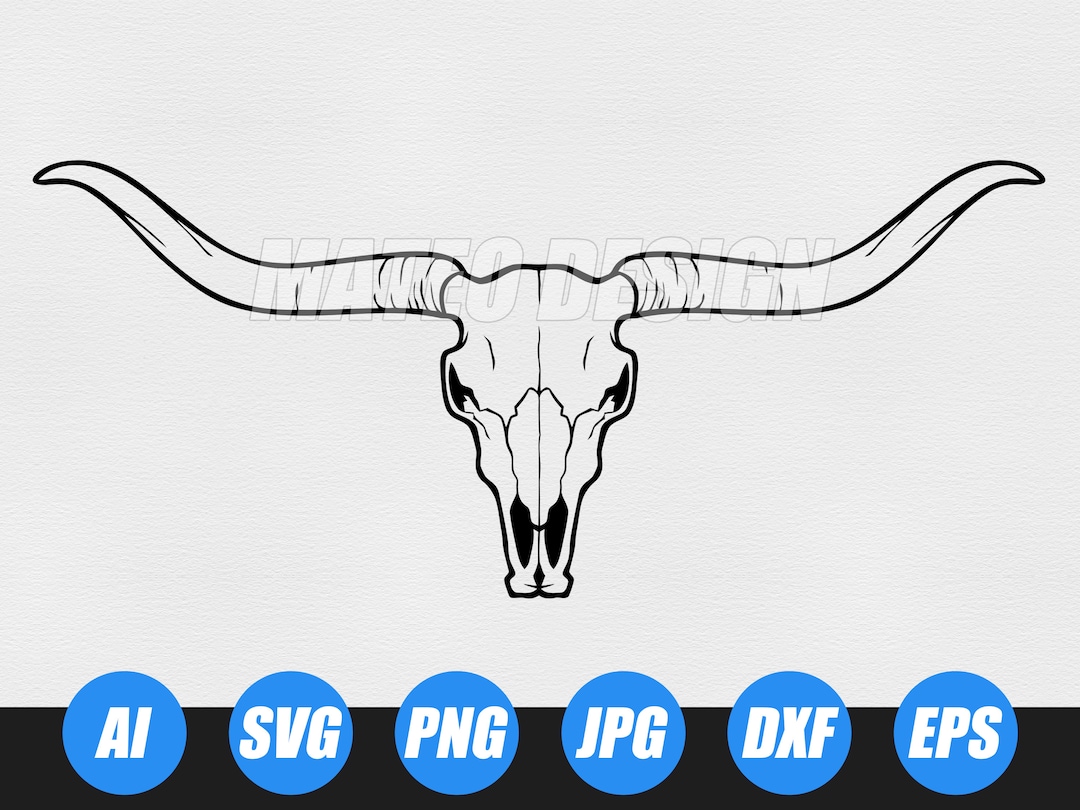 Cow Skull Svg, Longhorn Ai, Longhorn Skull Svg, Texas Long Horn Skull ...