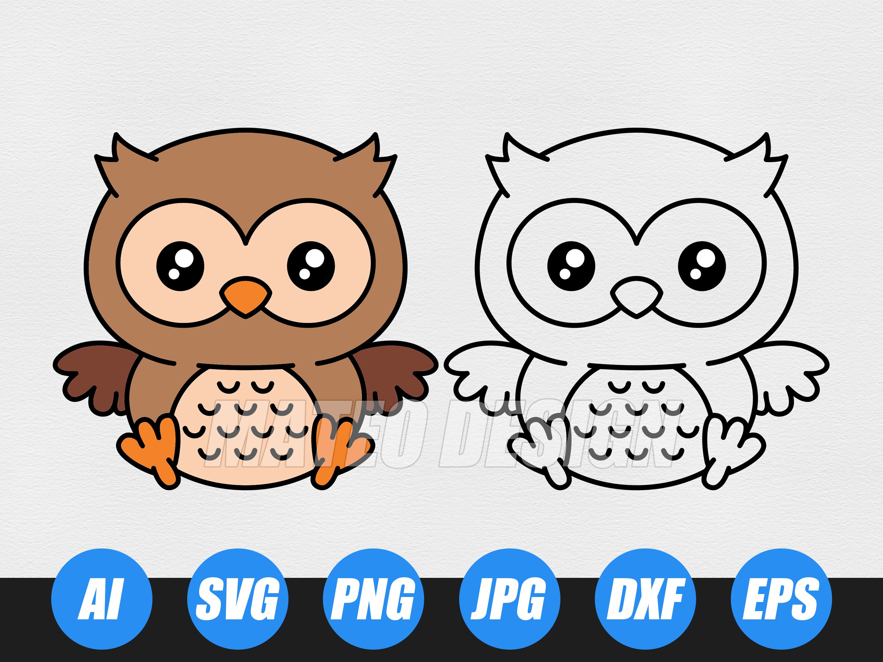 Owl Svg,cute Sitting Owl,layered Cut File,cricut Silhouette,jungle ...