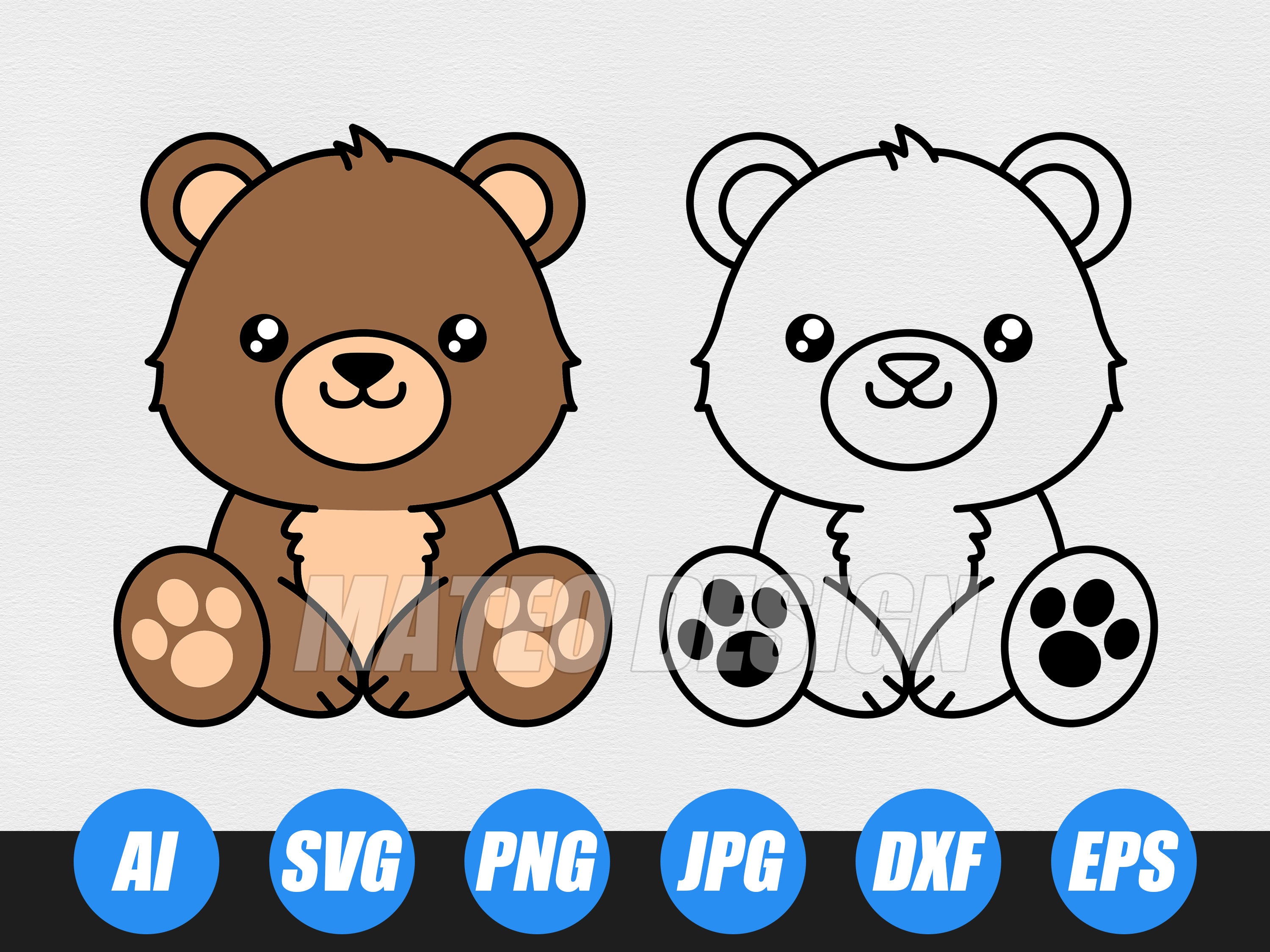 Brown Bears Svg,cute Sitting Cubs,layered Cut File,cricut Silhouette ...