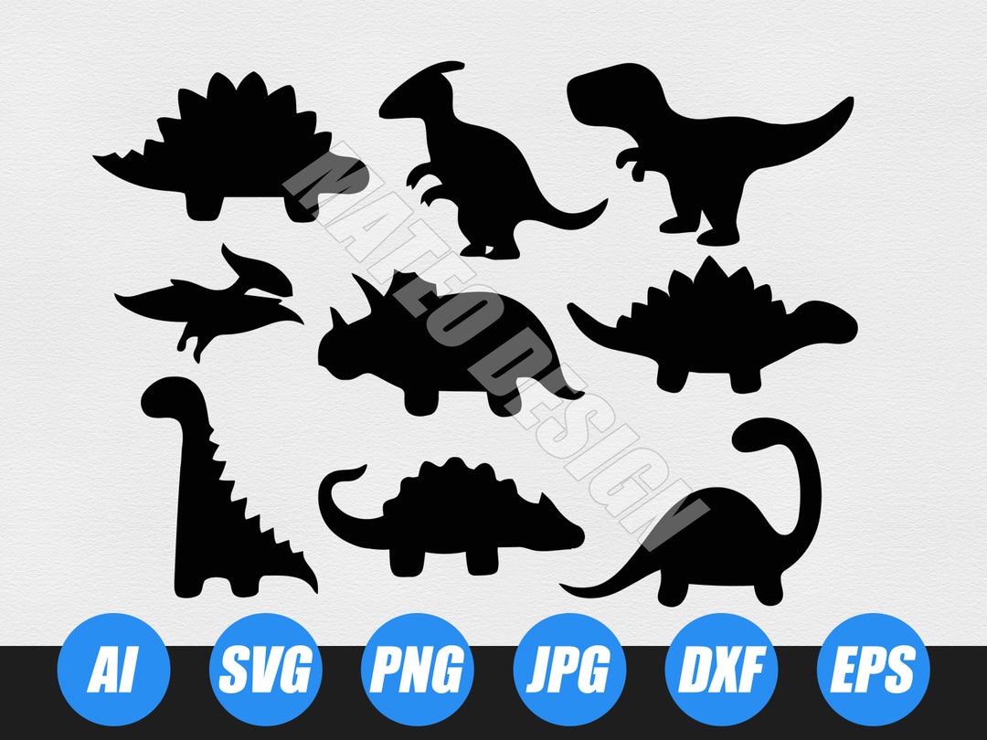 Cute Dinosaur Svg Bundle | Dinosaur Clipart Png | Dinosaur Silhouette ...