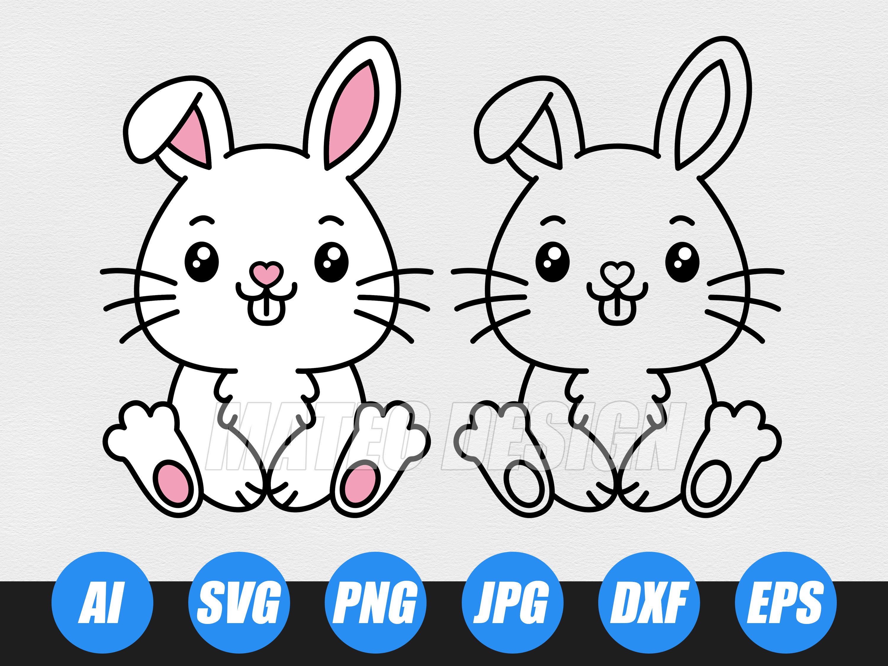 Rabbit Svg,cute Sitting Bunny,layered Cut File,cricut Silhouette,jungle ...