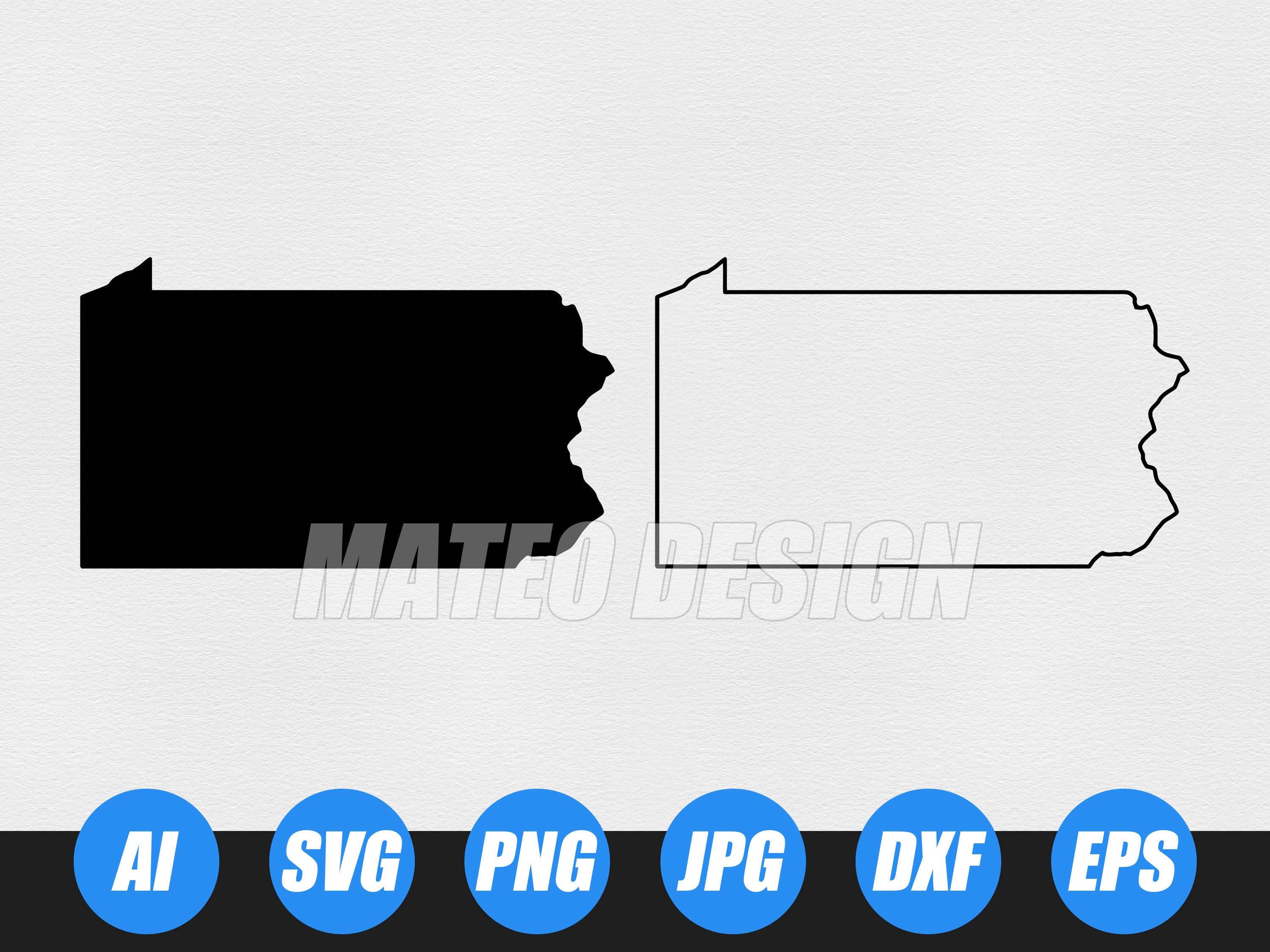 Pennsylvania Outline SVG Files Pennsylvania Cut Files - Etsy