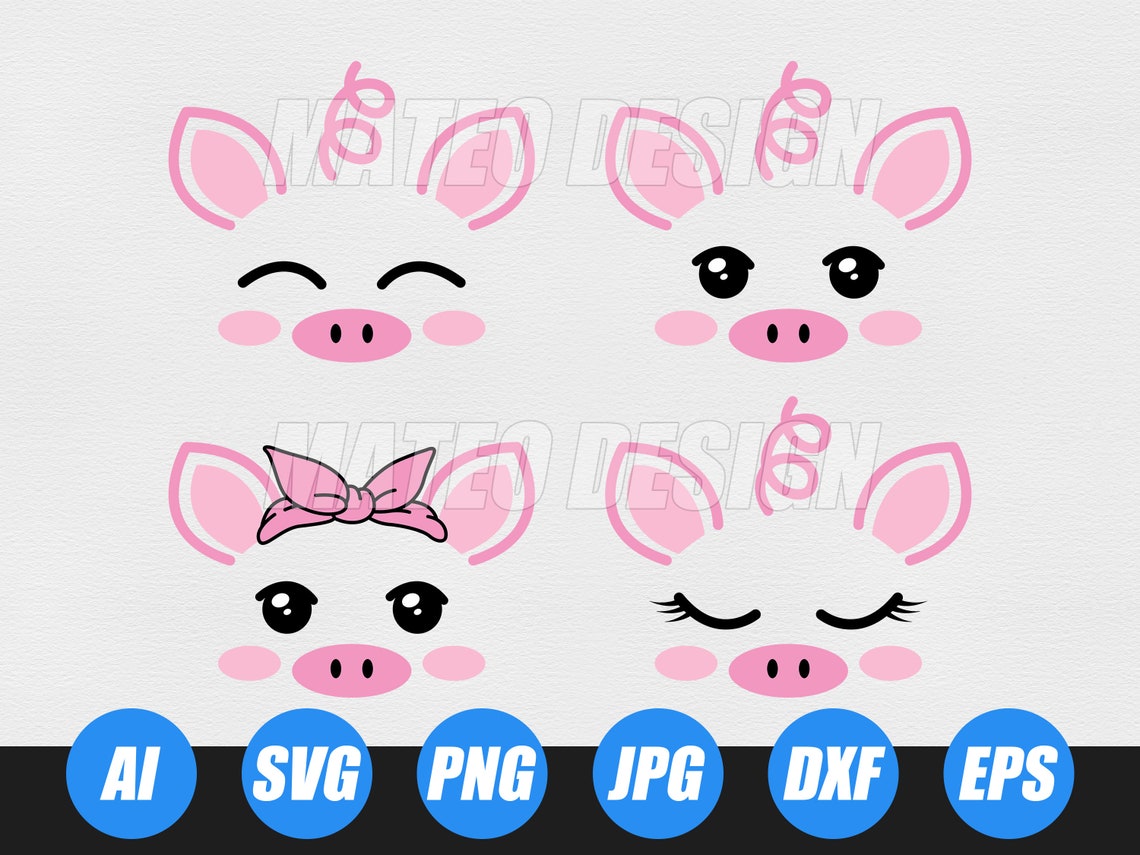 Pink Pig Face, Farm Animal, Farm Pig, Cute Pig Face, Animal ai,svg,png ...