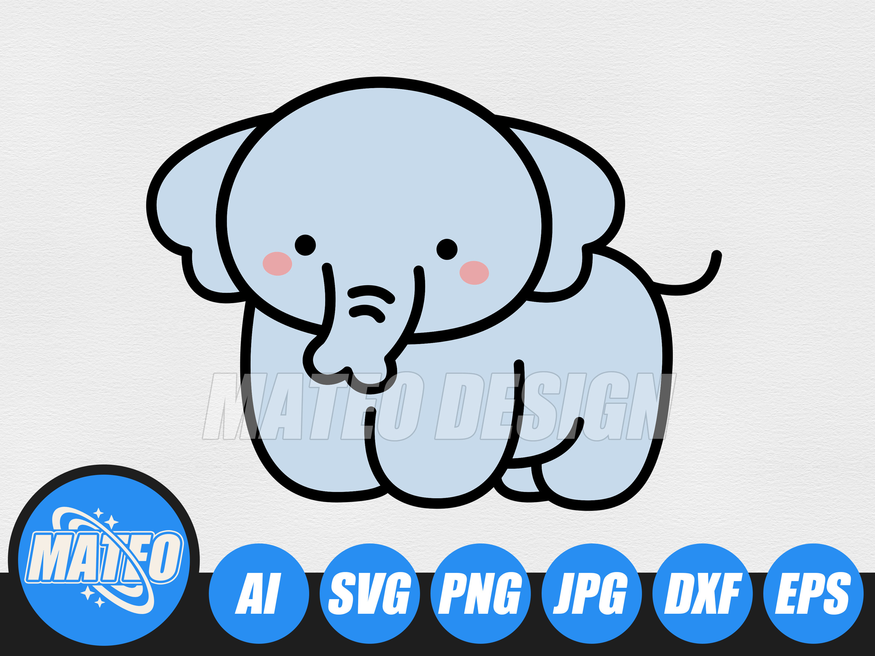 Cute Baby Elephant Cartoon Elephant Stick Figure Kids - Etsy