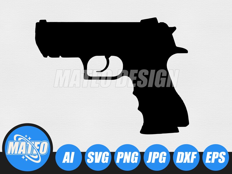 Handgun Clip Art Pistol Gun SVG Files 9mm Pistol Cut Files Handgun ...