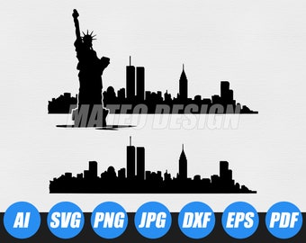 New York City Skyline SVG Files - NYC Skyline Svg Clipart -trade Towers ...