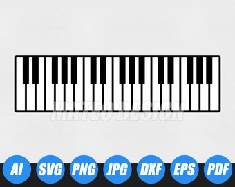 Piano Keyboard Keys SVG Files Piano Cut Files Music Vector Files Piano ...