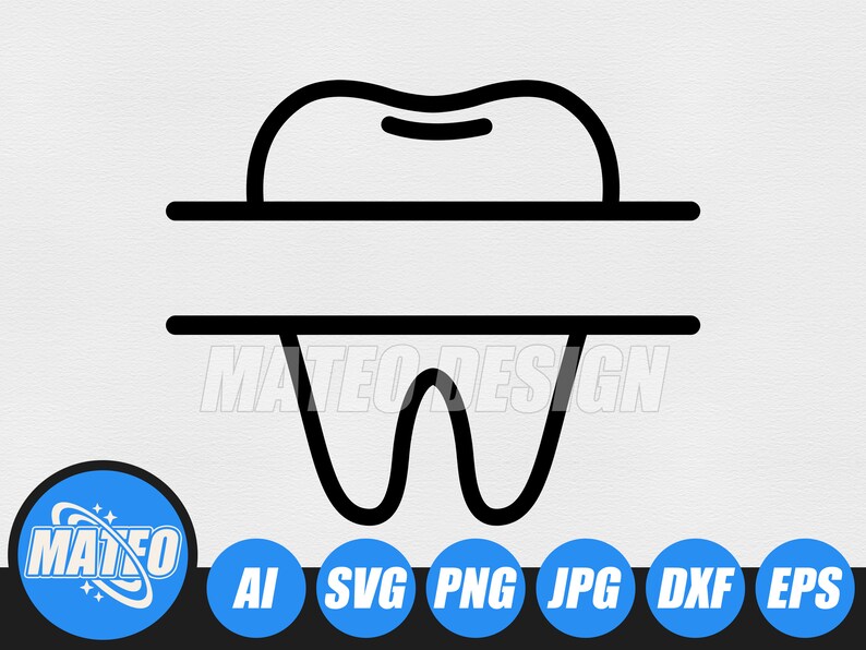Tooth Split Monogram Teeth, Dentist, Name Frame -ai,svg,png,jpg,dxf,eps ...
