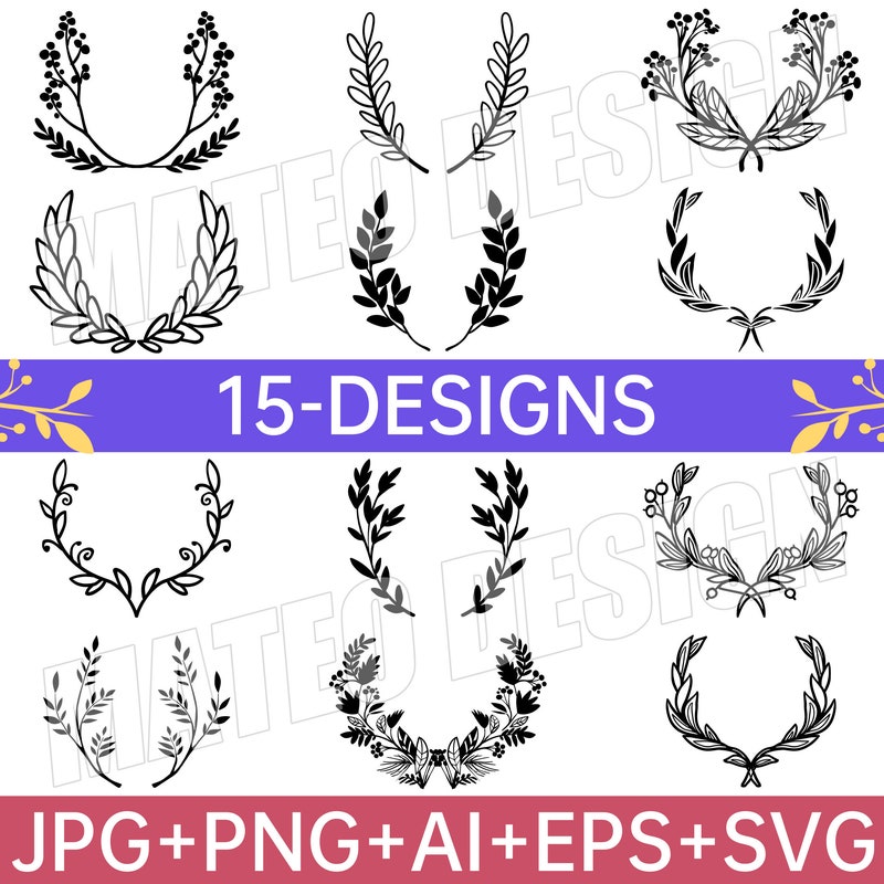 Floral Wreath Decal - Etsy