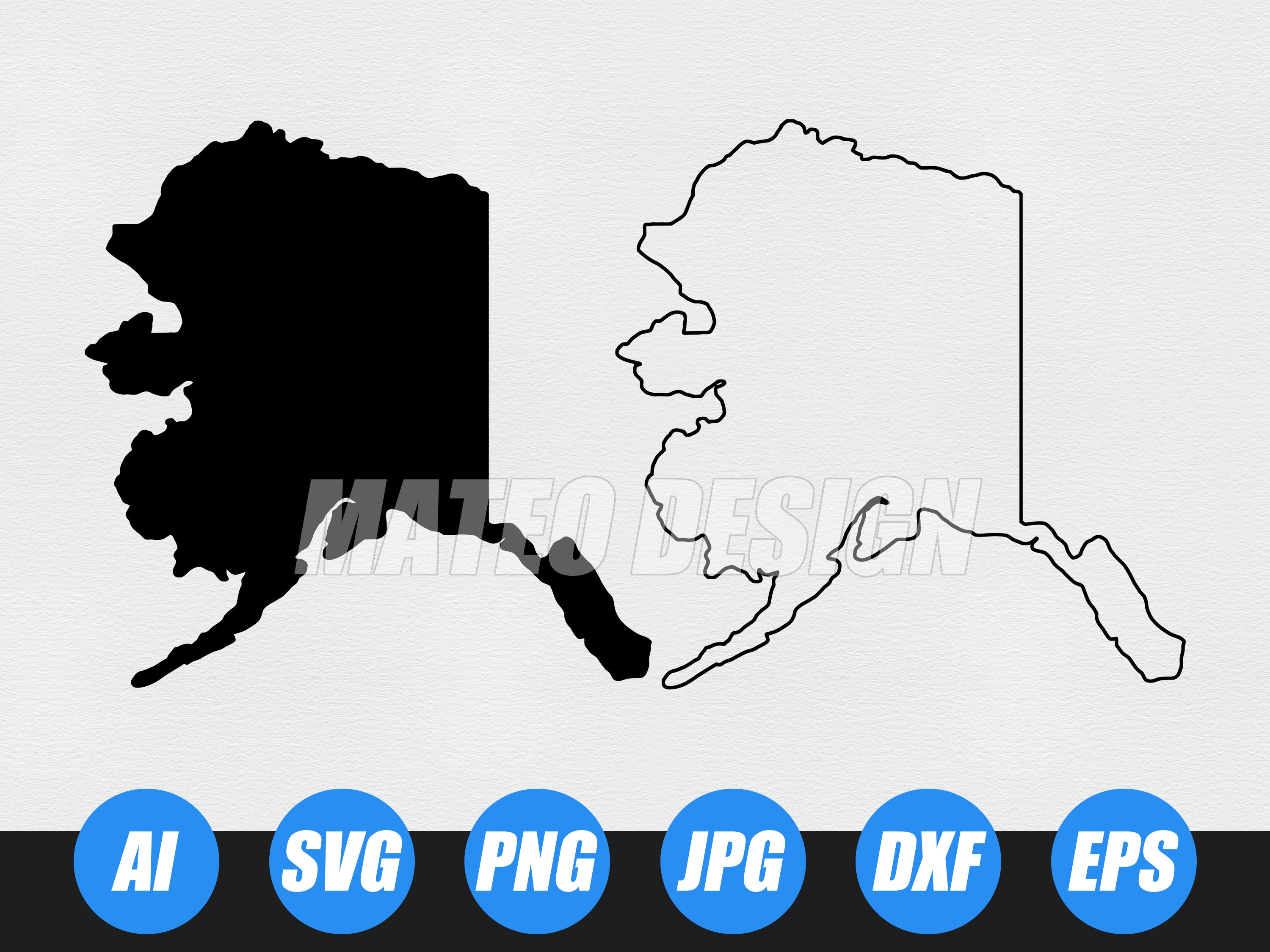 Alaska State SVG Files Alaska Silhouette Cut Files Alaska - Etsy