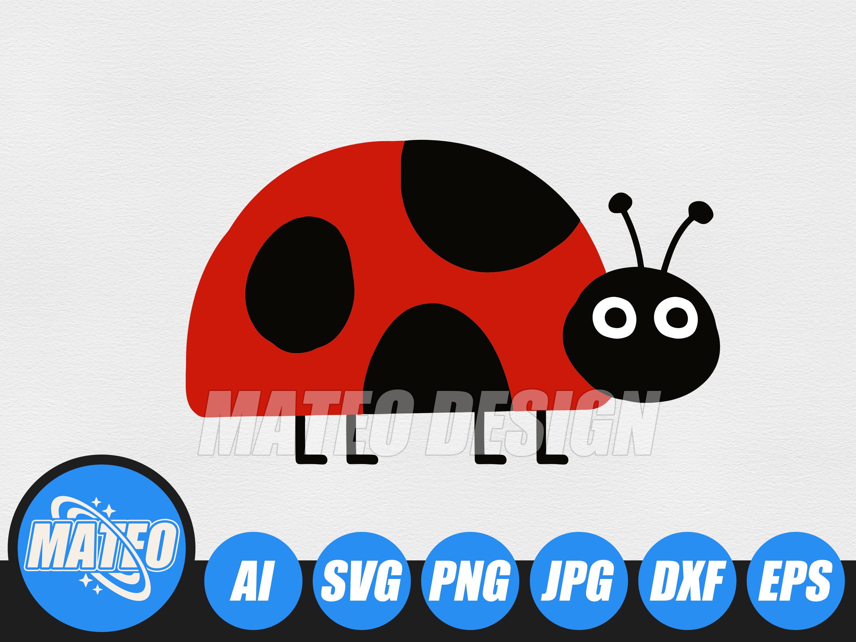 Cute Ladybugs, Stick Figure Cartoon Insects, Kids Illustrations,-ai,svg ...