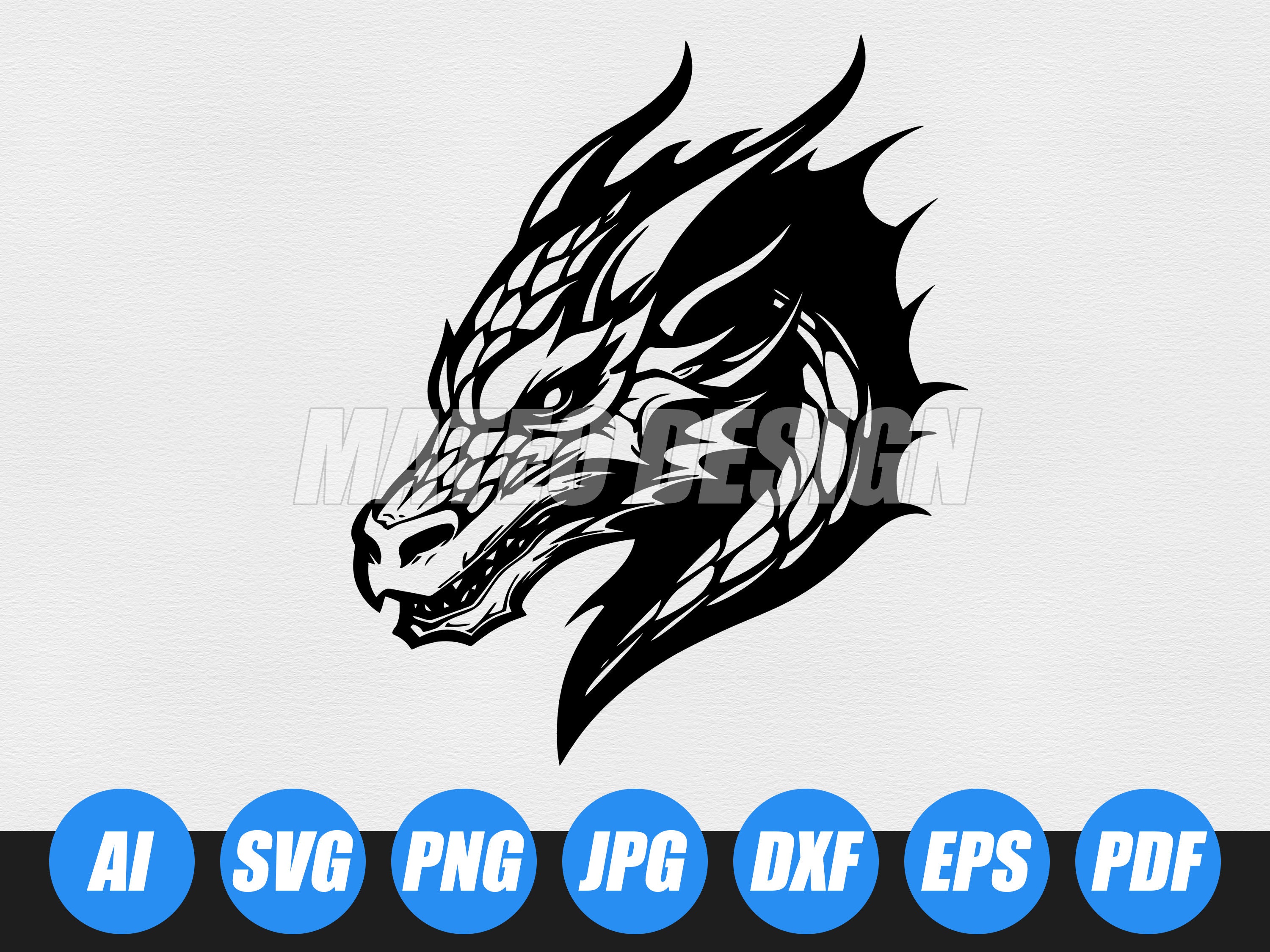 Dragon Head Svg File Graphic, Dragon Head Logo Vector Image Clip Art ...