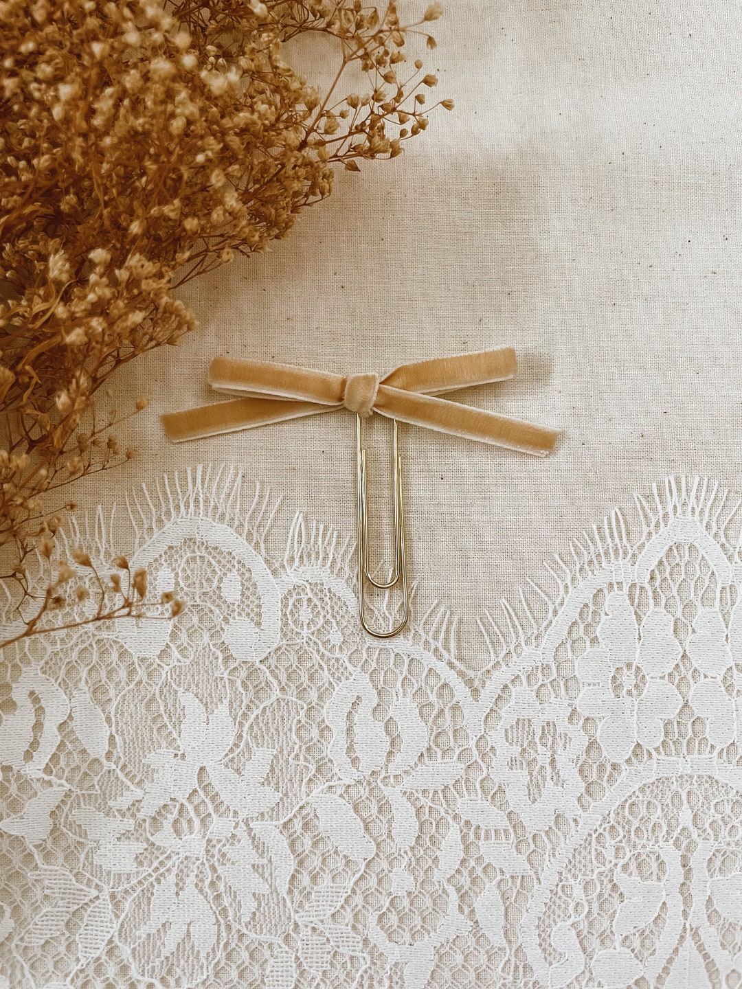 Wheat Velvet Mini Bow Bookmark - Etsy