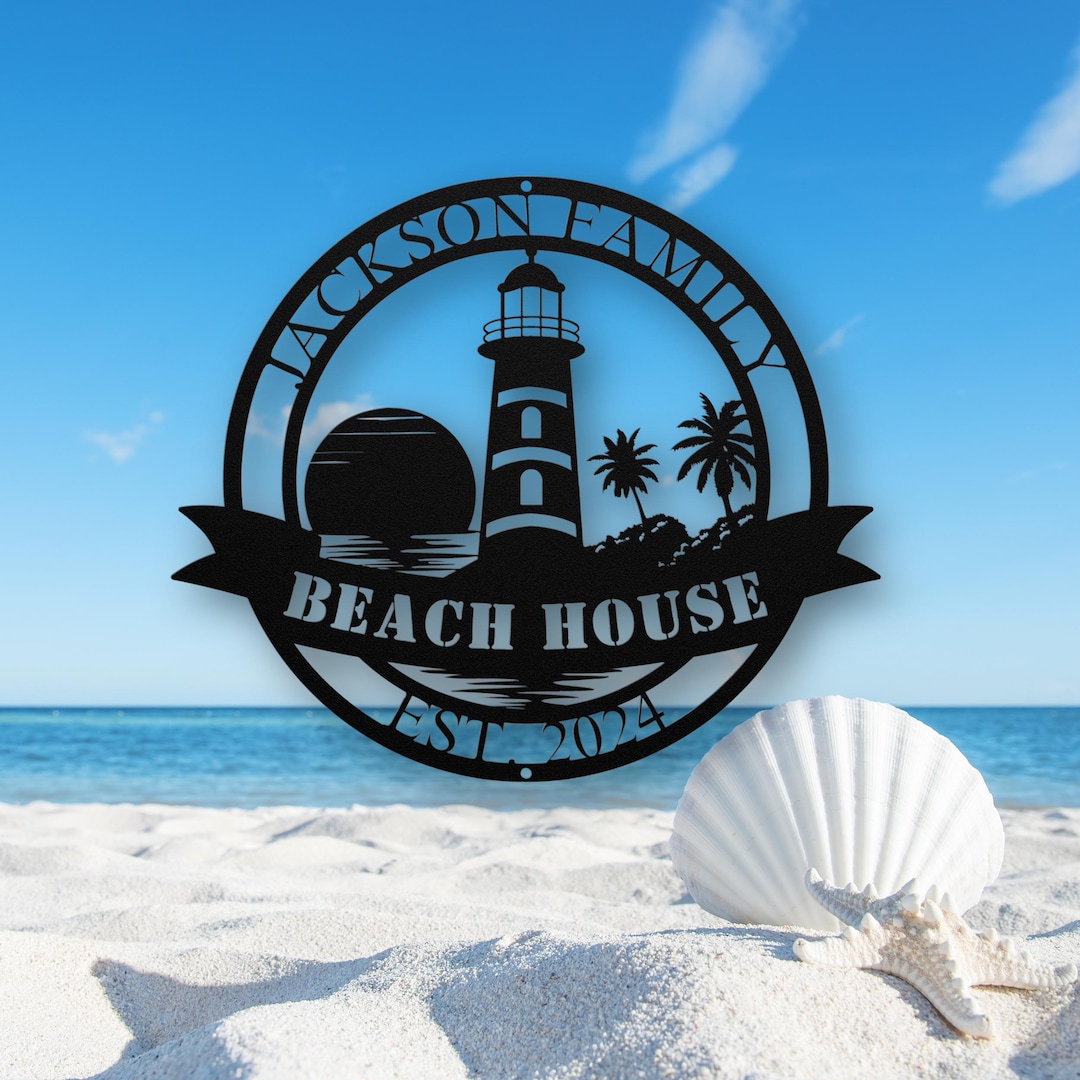 Custom Beach House Sign, Personalized Metal Art, Beach House Gift ...