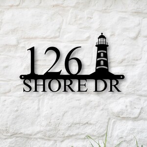 Custom Lighthouse Address Number Metal Sign, Personalized Home Decor ...