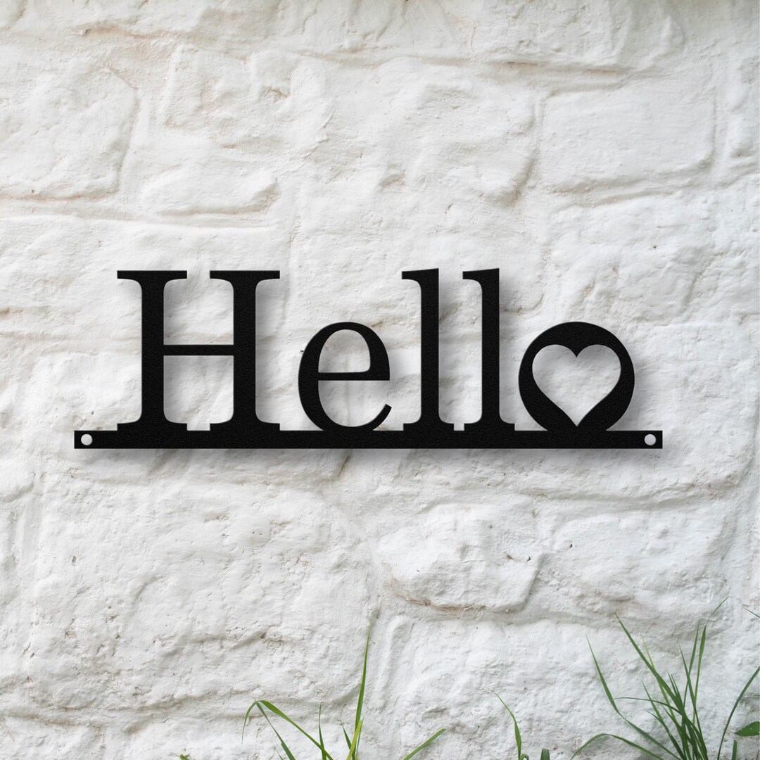 Hello Metal Text Sign, Rustic Wall Decor, Welcome Home Gift, Entryway ...