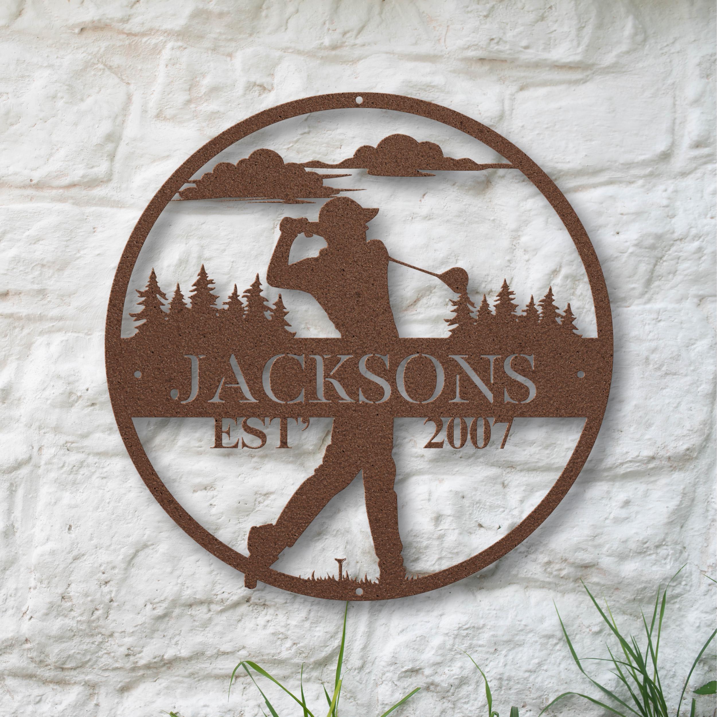 Custom Metal Golfer Sign, Personalized Home Decor, Exterior Home Sign ...