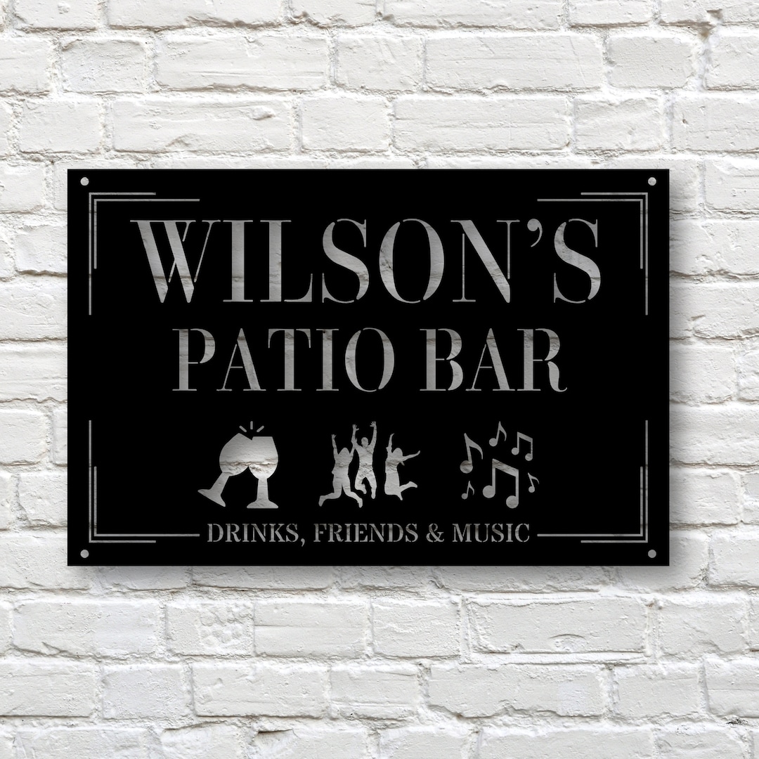 Personalized Metal Patio Bar Sign, Personalized Family Backyard Decor ...
