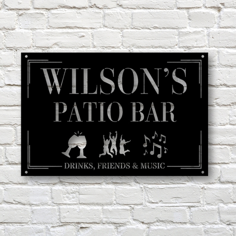 Personalized Metal Patio Bar Sign, Personalized Family Backyard Decor ...