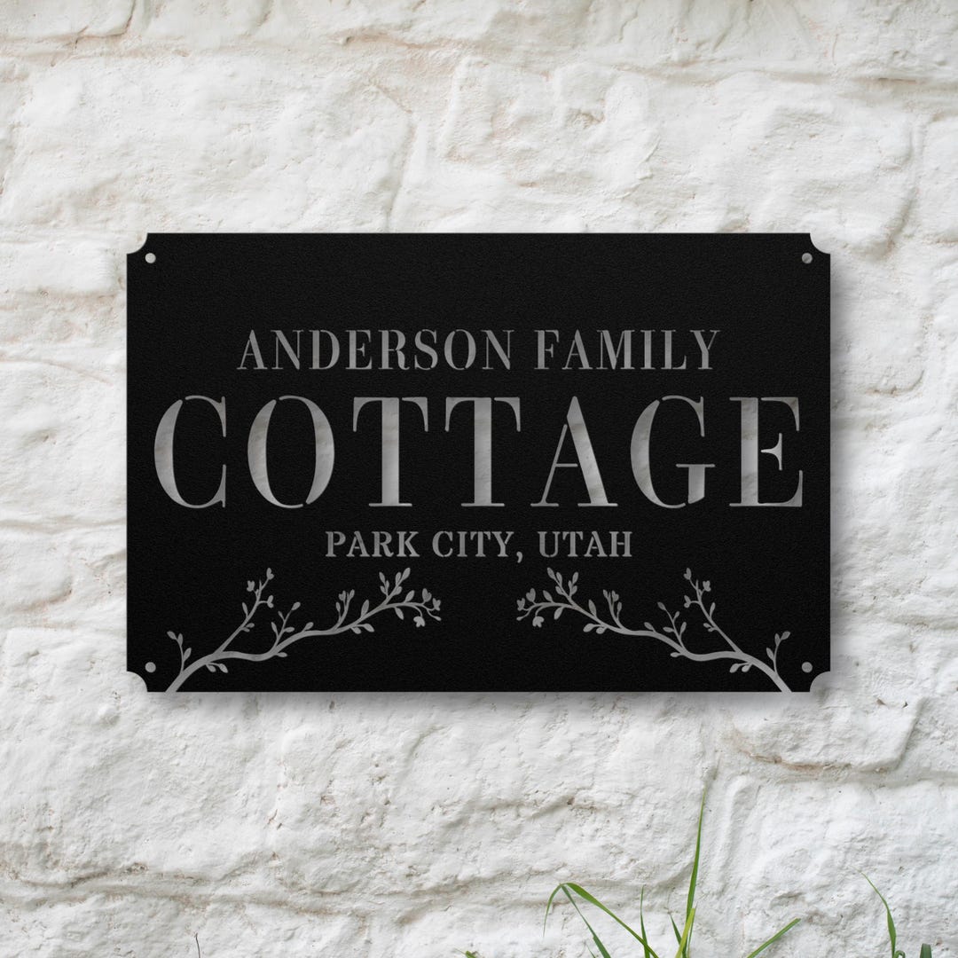 Custom Cottage Metal Sign, Personalized Home Decor, Rustic Cottage ...
