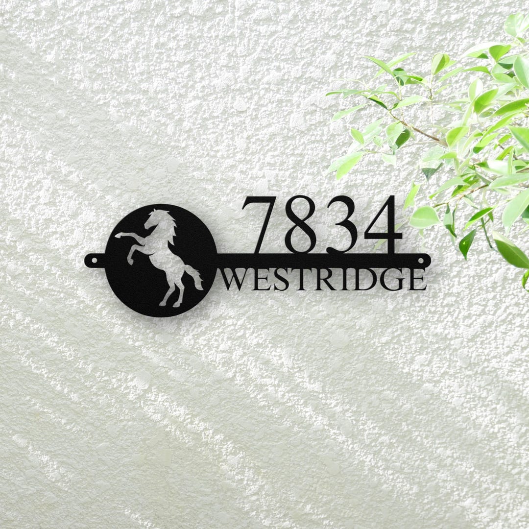 Custom Metal Horse Address Sign, Personalized Farmhouse Decor, Exterior ...
