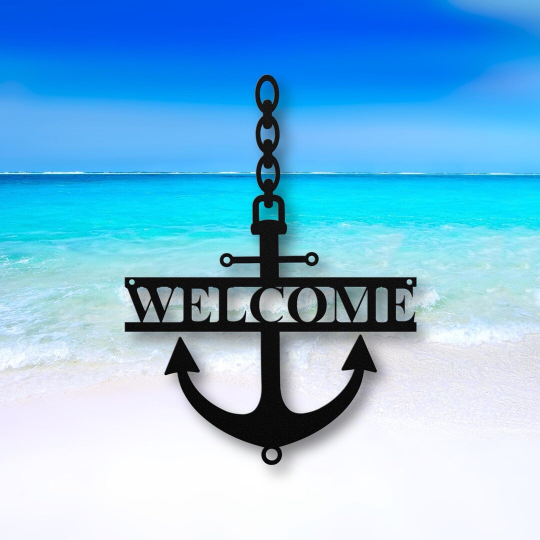 Metal Anchor Welcome Sign, Coastal Metal Art, New Home Gift, Beach ...