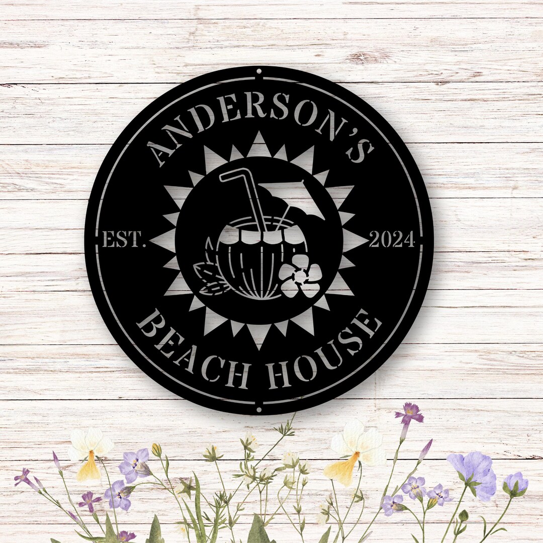Custom Beach House Metal Sign, Beach Decor, Beach Lover Gift, Beach ...