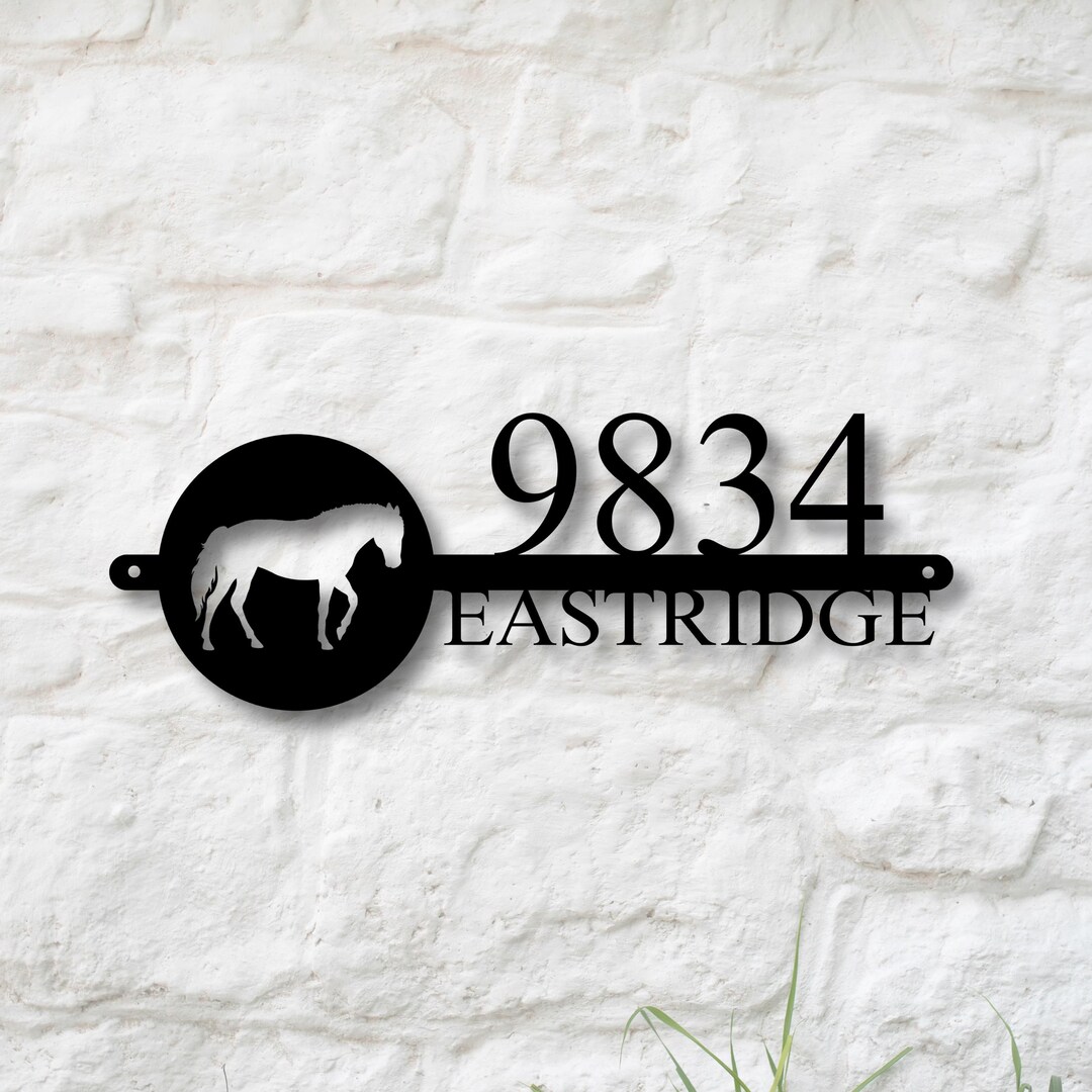 Custom Metal Horse Address Sign, Personalized Farmhouse Decor, Exterior ...