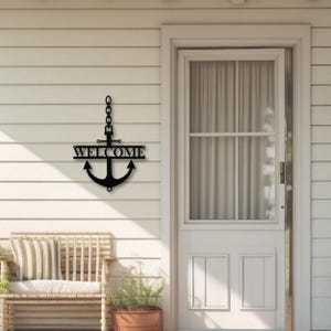 Metal Anchor Welcome Sign, Coastal Metal Art, New Home Gift, Beach ...