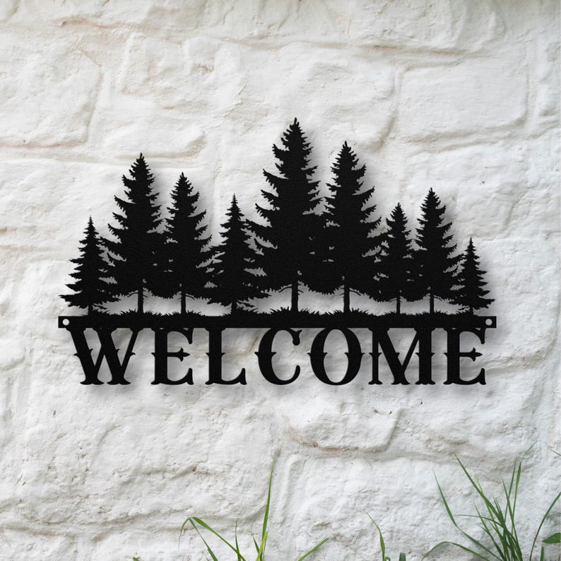 Metal Forest Welcome Sign – Rustic Cabin & Country Home Decor - Etsy