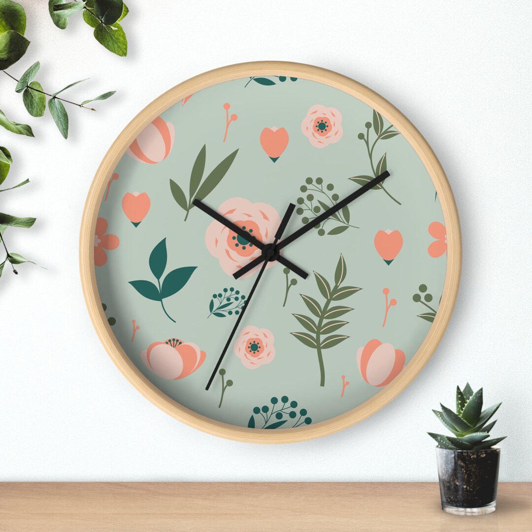 Floral Clock Aesthetic Wall Clock Cute Clock Home Decor - Etsy
